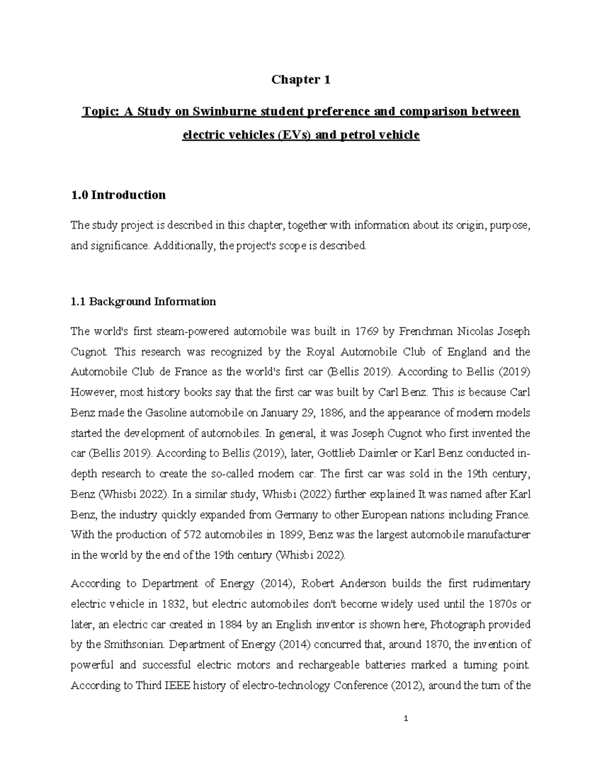 assignment 1 2023 - Chapter 1 Topic: A Study on Swinburne student ...