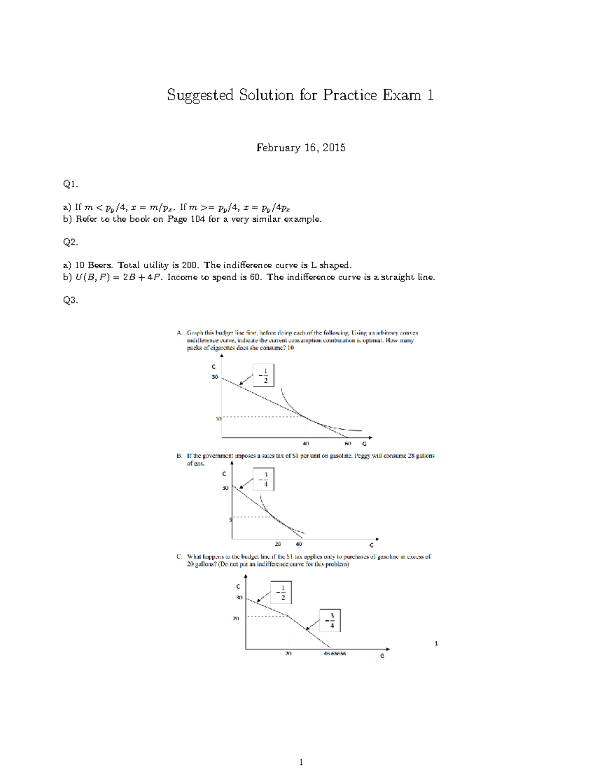 Sol practice exam 1 - See title - Suggested Solution for Practice Exam ...