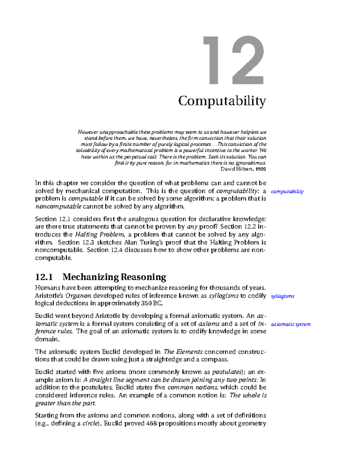 Chapter Twelve Introduction To Computing 12 Computability However
