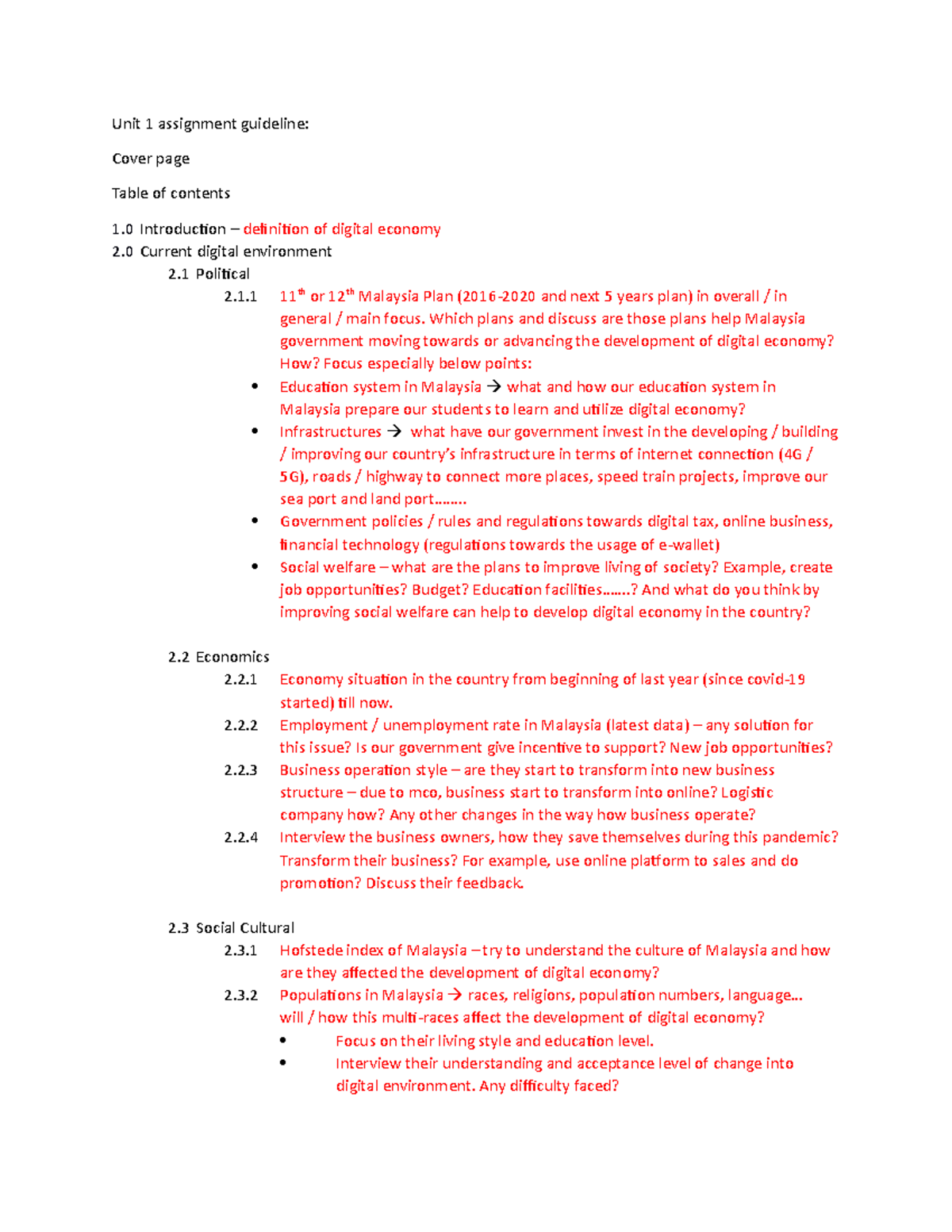Unit 1 assignments guideline - Business - MMU - Studocu