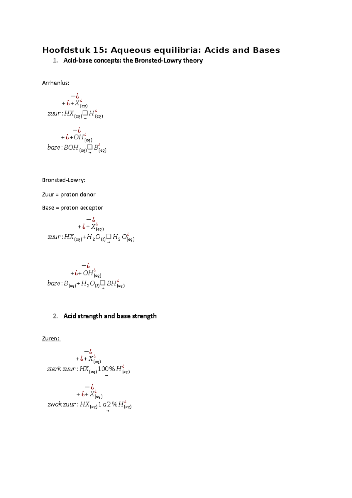 Algemene chemie: Hoofdstuk 15 - Hoofdstuk 15: Aqueous equilibria: Acids ...
