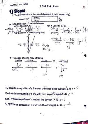 Formulas - IMPORTANT FORMULAS Finding slope: a) Given two points: m~ X2 ...