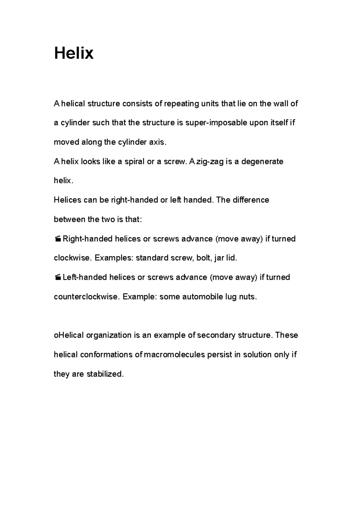 Helical structure introduction - Helix A helical structure consists of repeating units that lie ...