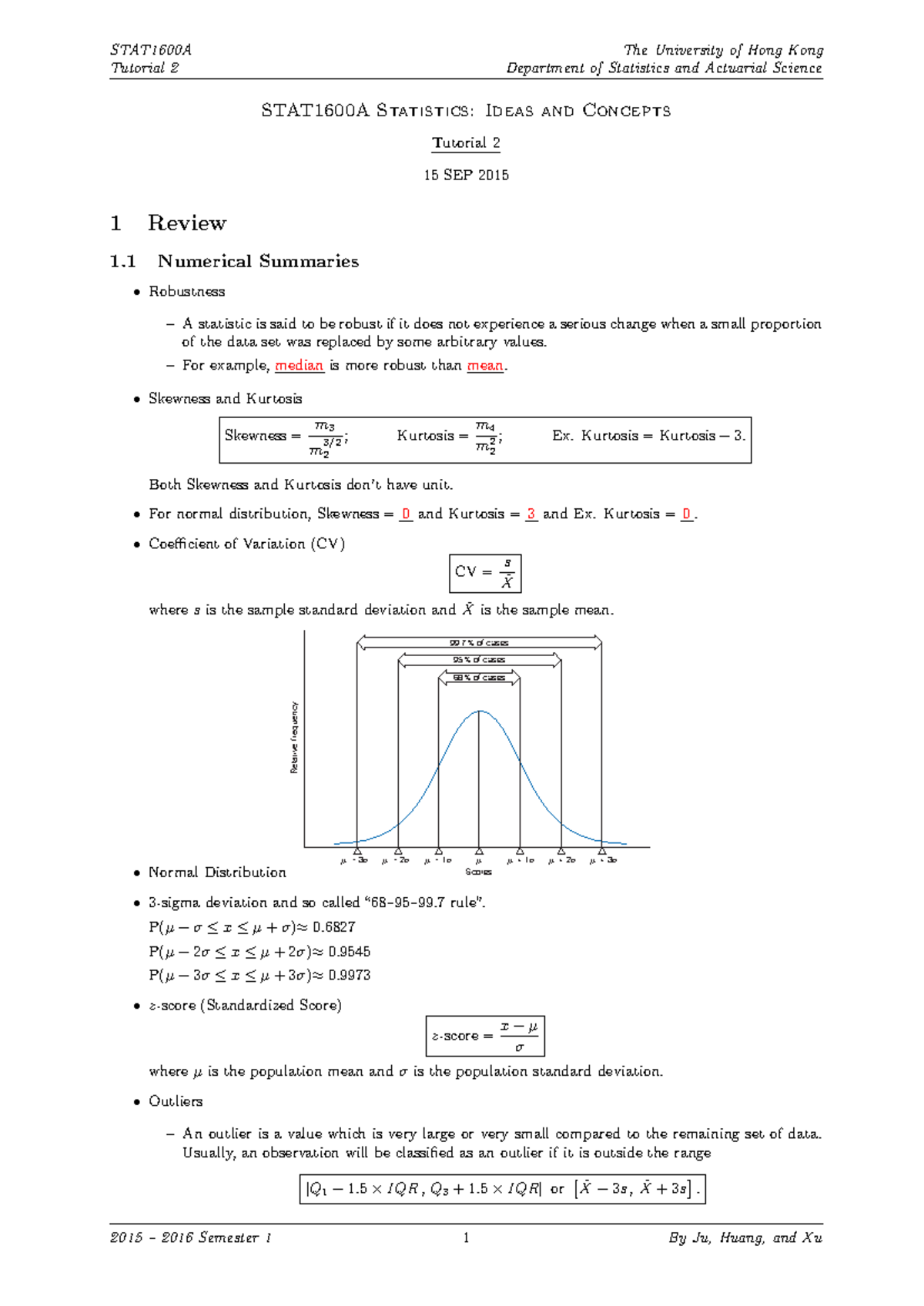 STAT1600 Tutorial 2 - Tutorial 2 Department of Statistics and Actuarial Science STAT1600A - Studocu