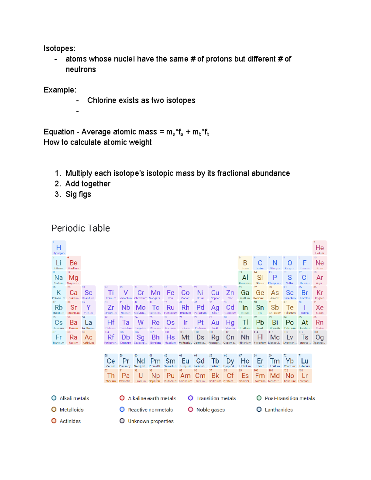 Chem Unit 2 Notes - Isotopes: - atoms whose nuclei have the same # of ...