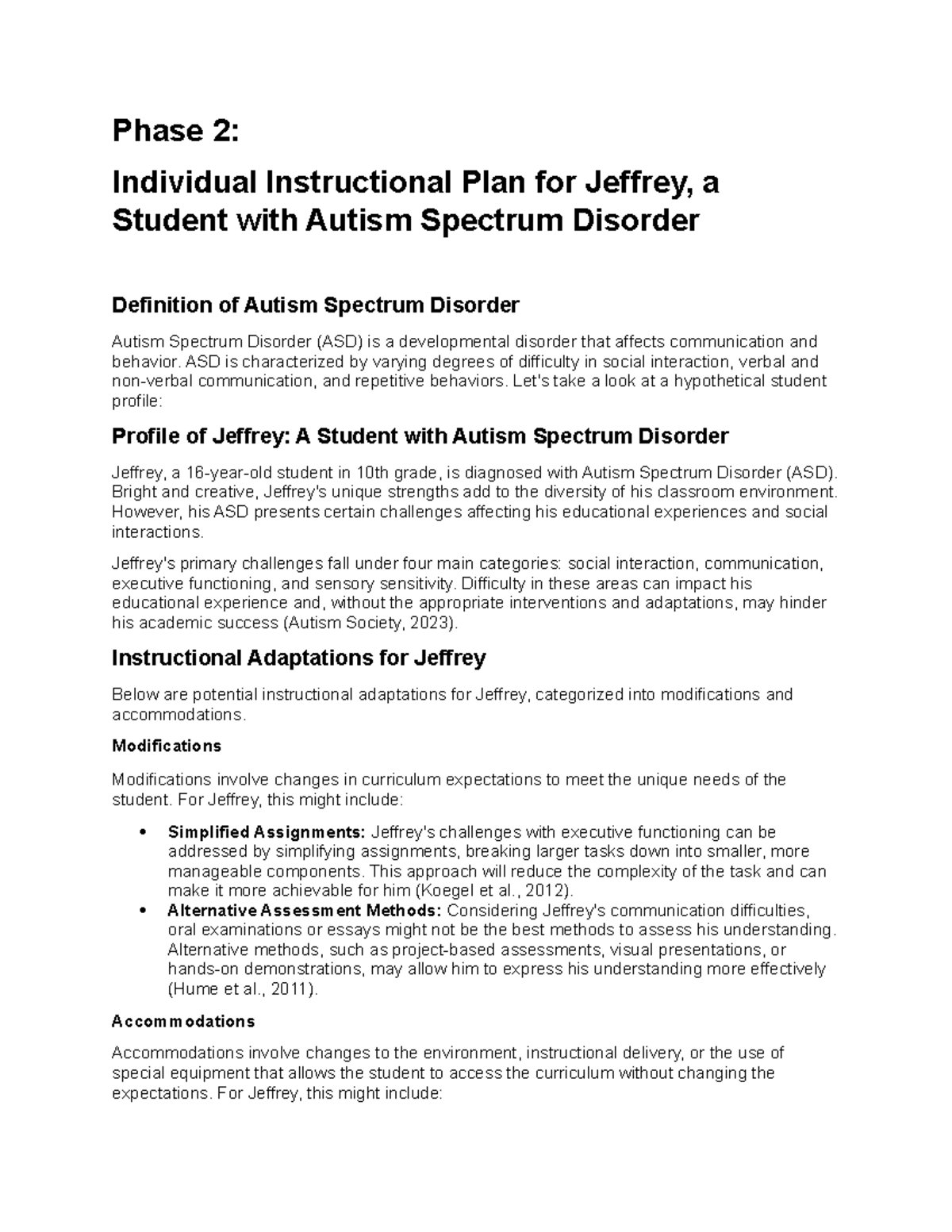 Definition of Autism Spectrum Disordernj - Phase 2: Individual ...