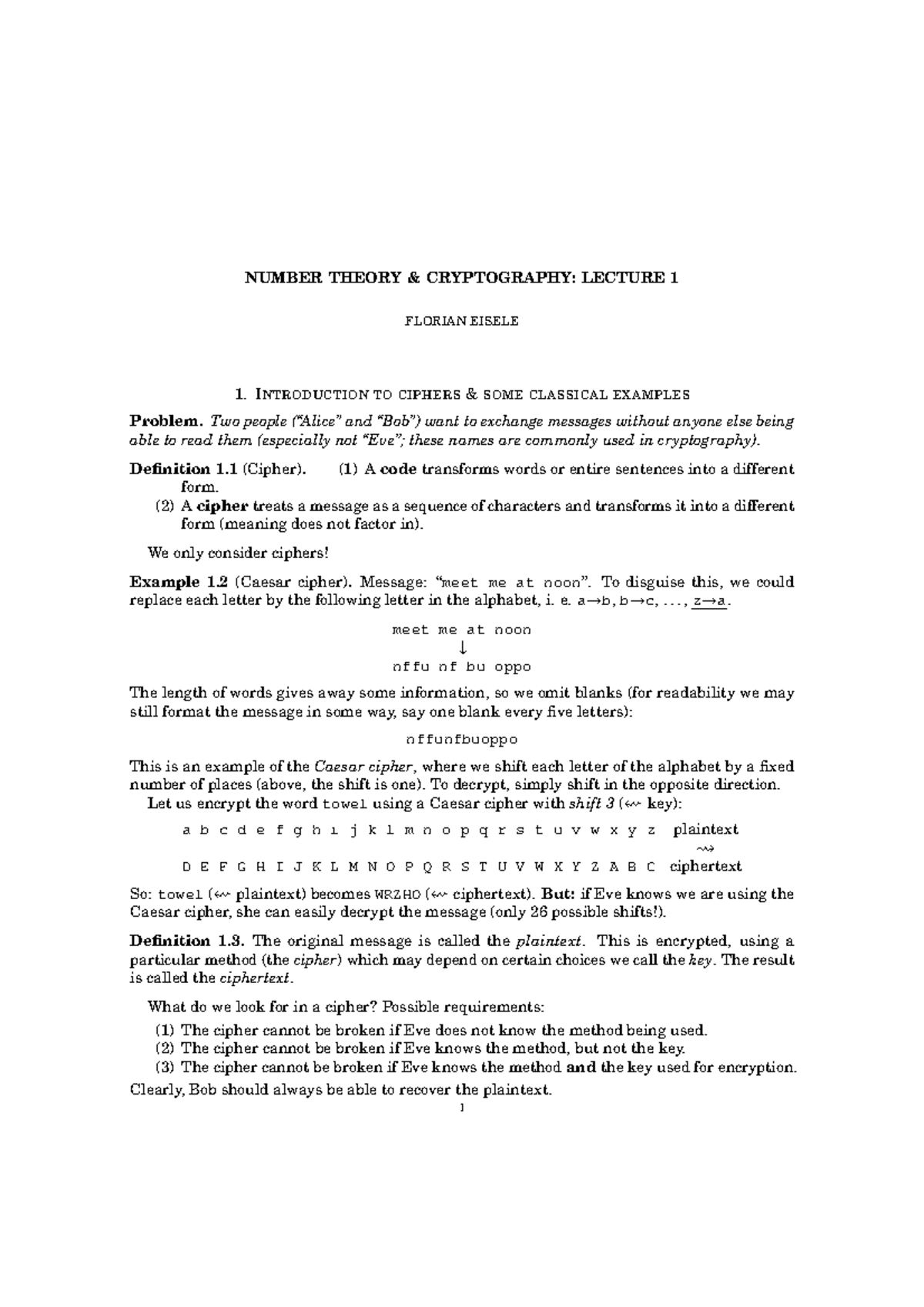 Number Theory AND Cryptography YEAR 1 - NUMBER THEORY &amp ...
