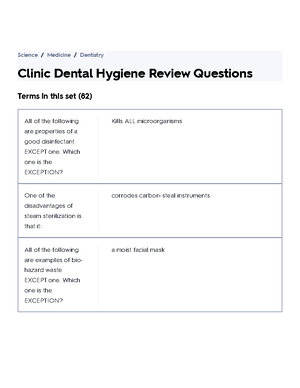 Dental Hygiene Clinic Flashcards Quizlet - Dental Hygiene Clinic Terms ...