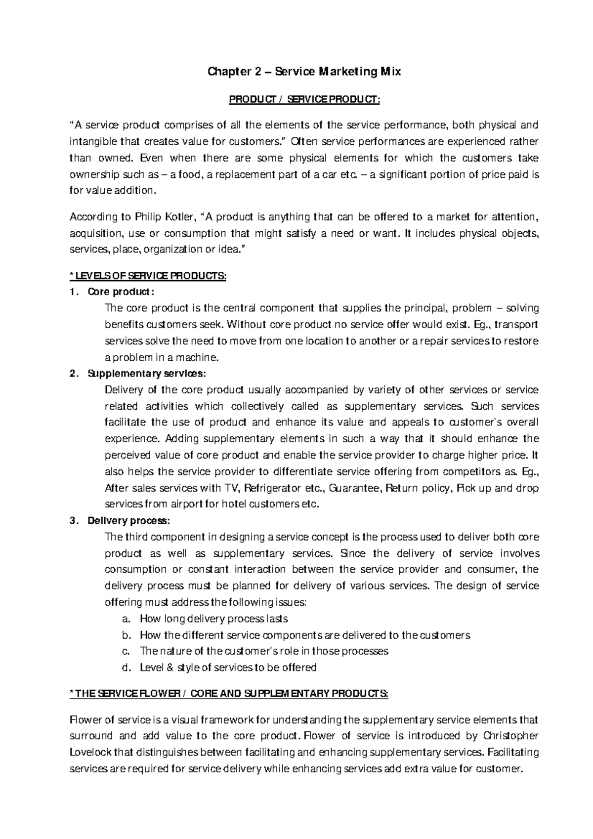 Chap 2 Service Marketing Mix. Part I - Chapter 2 – Service M arket ing ...