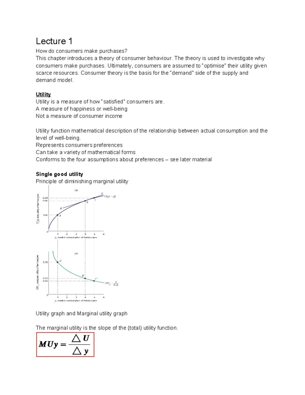 Lectures 1 - 16 ECON201 - Lecture 1 How do consumers make purchases ...