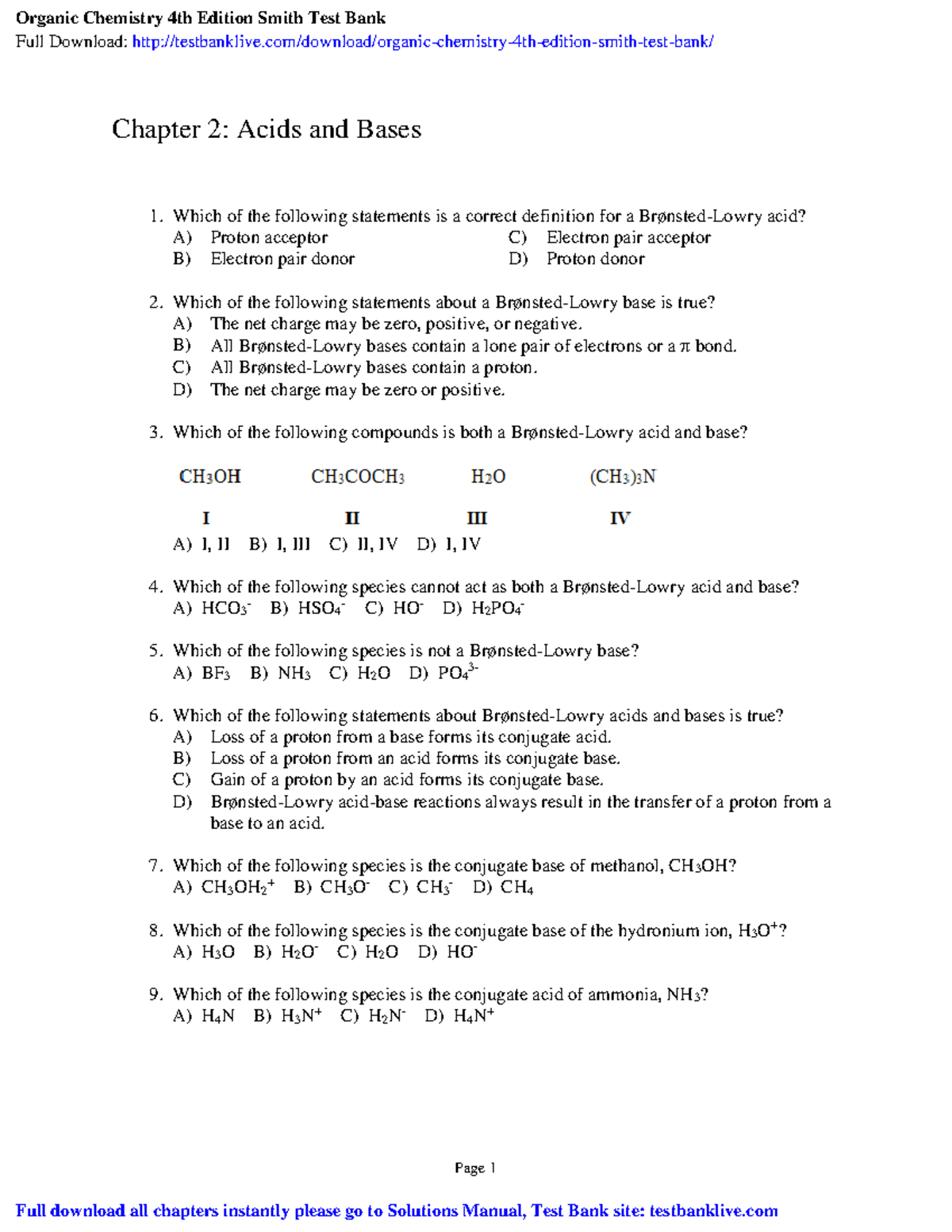 Acids and Bases - Page 1 Chapter 2: Acids and Bases Which of the ...