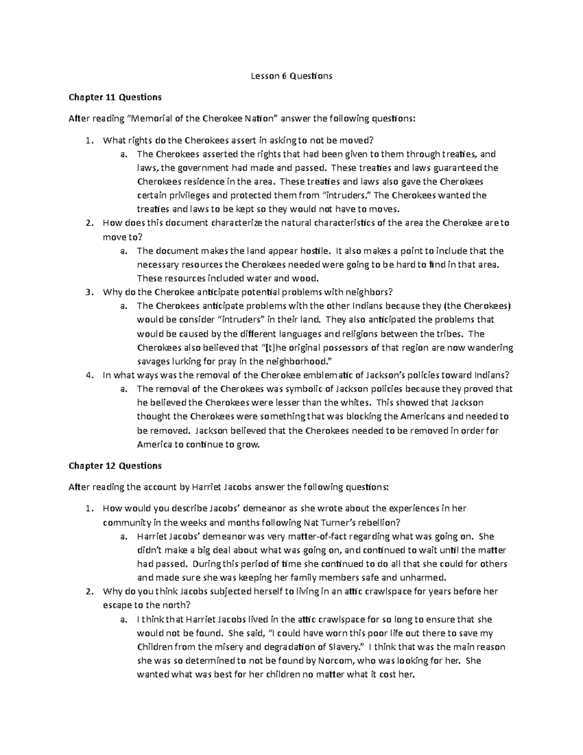 Lesson 6 Questions -1 - Lesson 6 Questions Chapter 11 Questions After ...