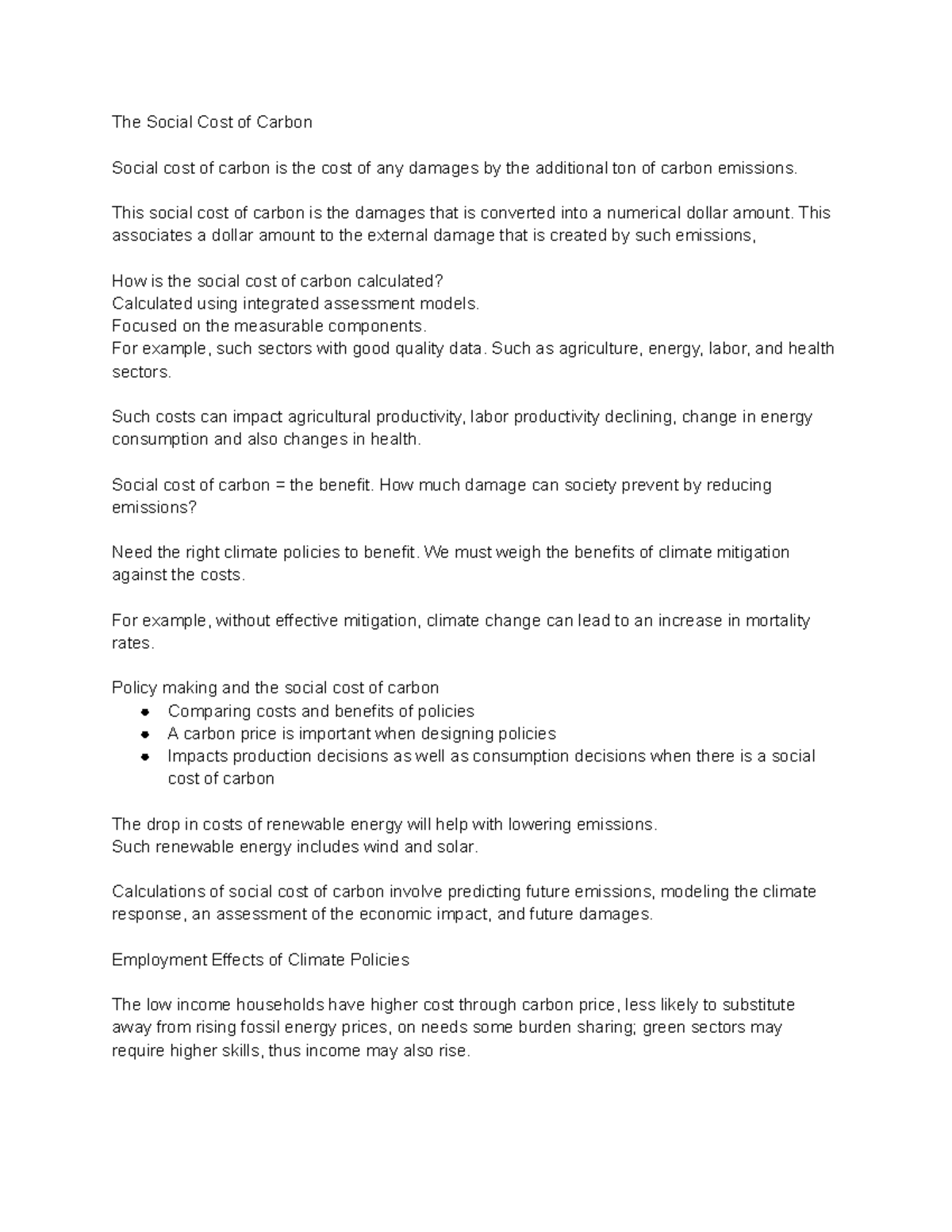 Econ of climate change notes 3 - The Social Cost of Carbon Social cost ...