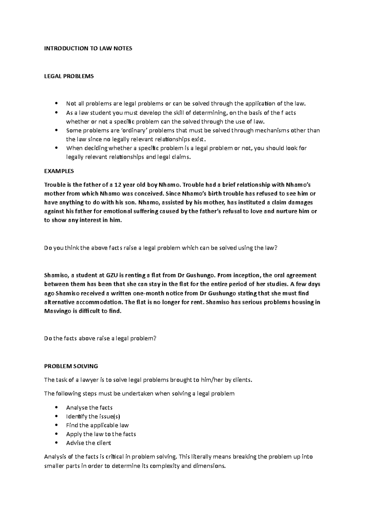 Legal Problems - These are lecture notes, presented in lectures ...
