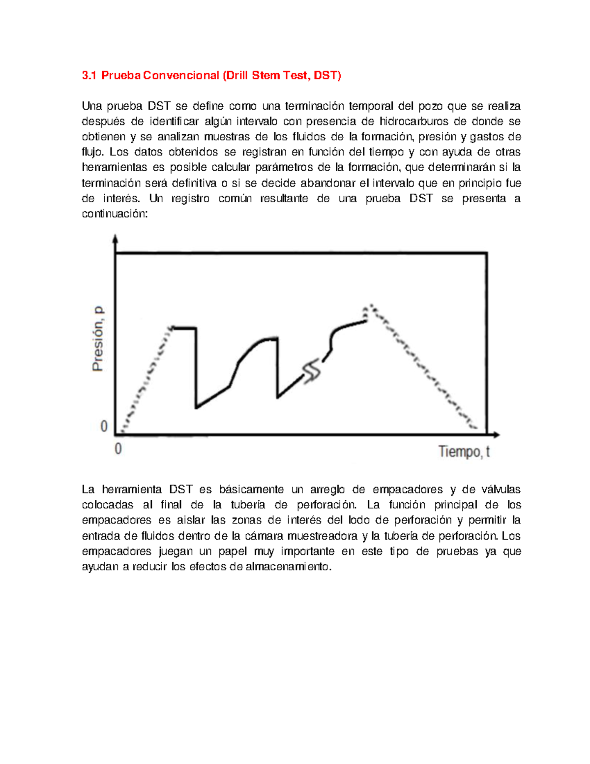 Pruebas DST - Apuntes 1 - 3 Prueba Convencional (Drill Stem Test, DST ...