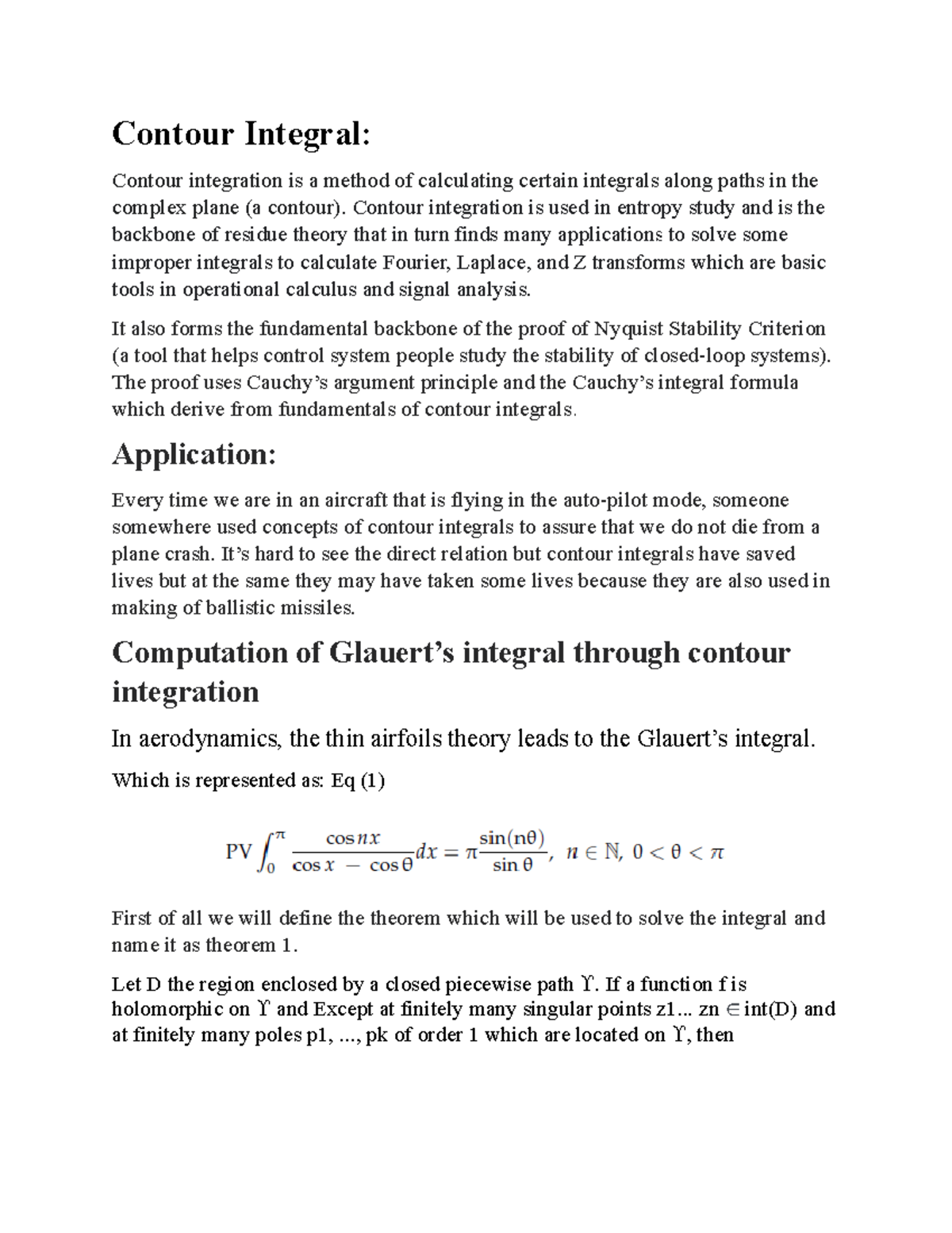 Assignment 4 22 A EM Application of countour integrals - Contour ...