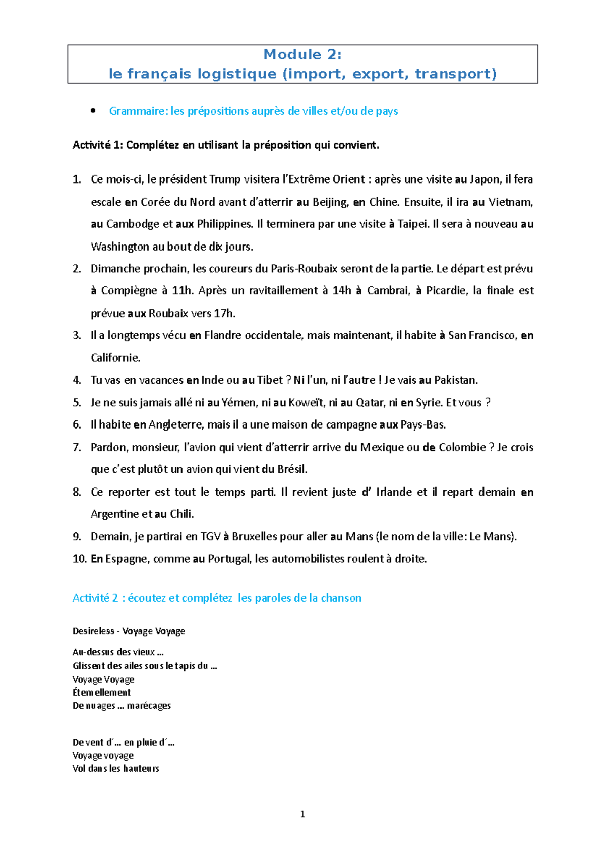 Module 2 le français logistique étudiants PS - Module 2: le français ... Module 2 le français logistique étudiants PS - Module 2: le français ...