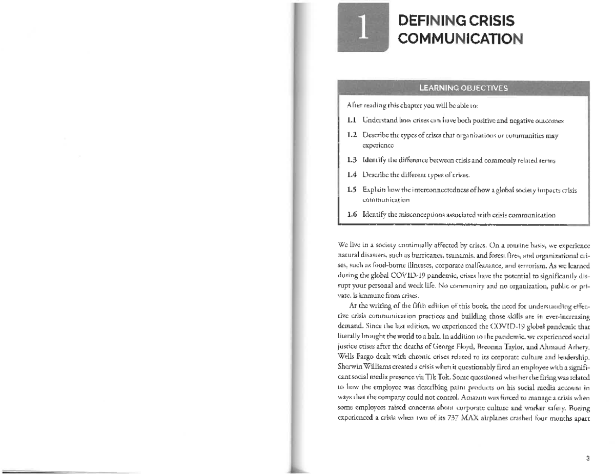 Defining Crisis Comm - summay - 1 DEFINING CRISIS COMMUNICATION ...
