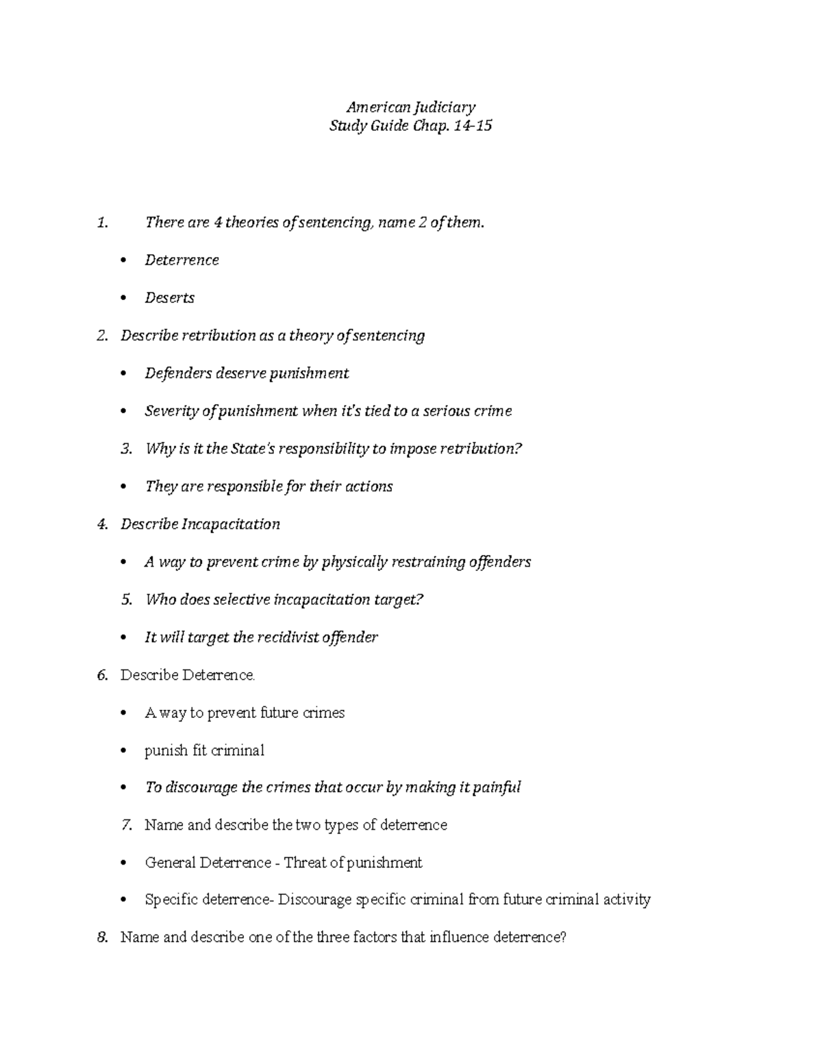 Study Guide for Law Enforcement - American Judiciary Study Guide Chap ...