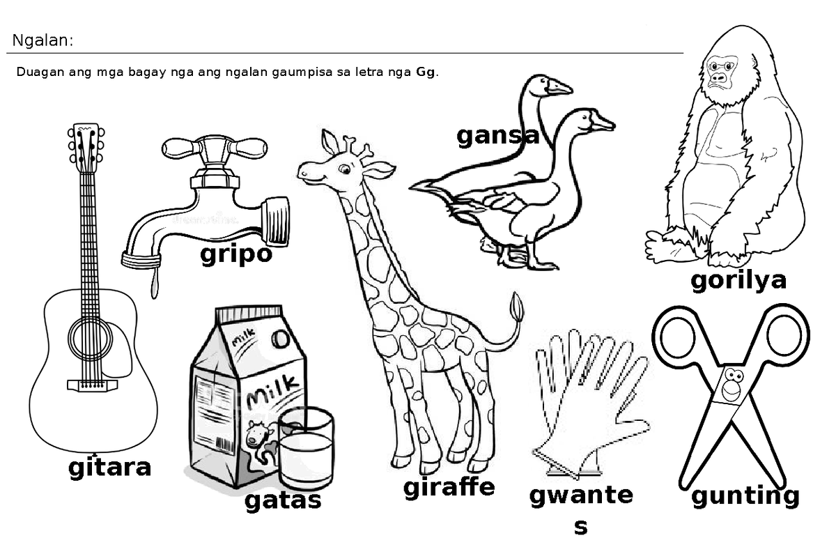 Duagan ang mga bagay nga ang ngalan gaumpisa sa letra nga Gg - Bachelor of Elementary Education ...