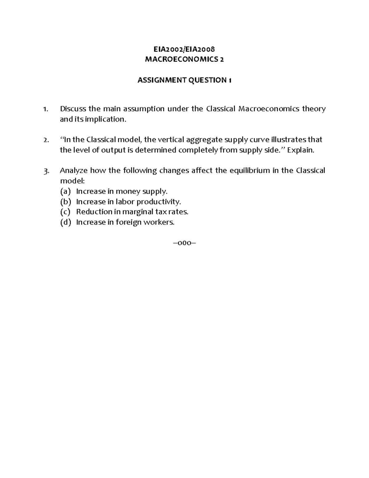 Presentation Question No 1 - EIA2002/EIA MACROECONOMICS 2 ASSIGNMENT ...