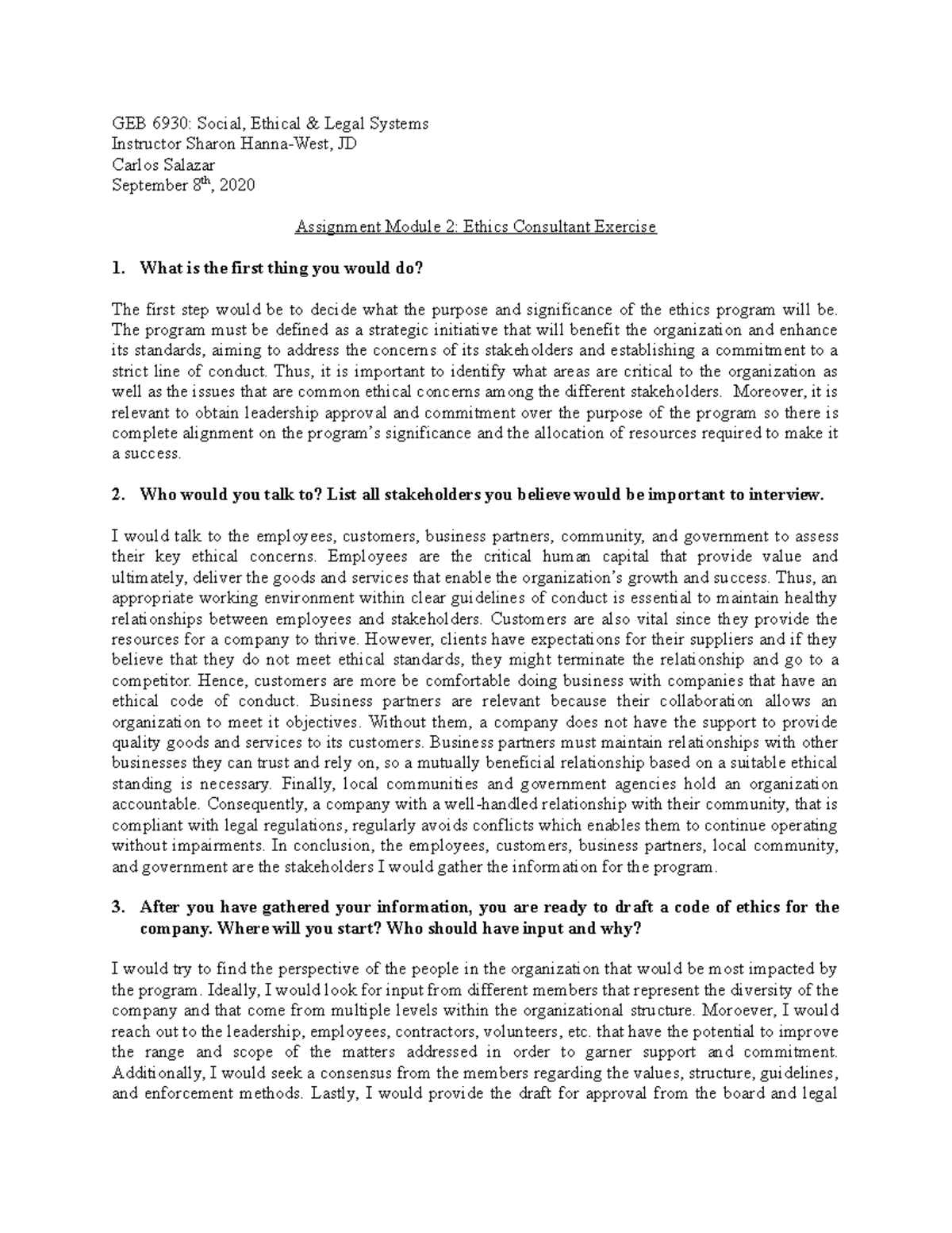 Salazar, Carlos - Assignment Module 2 Ethics Consultant Exercise - GEB ...