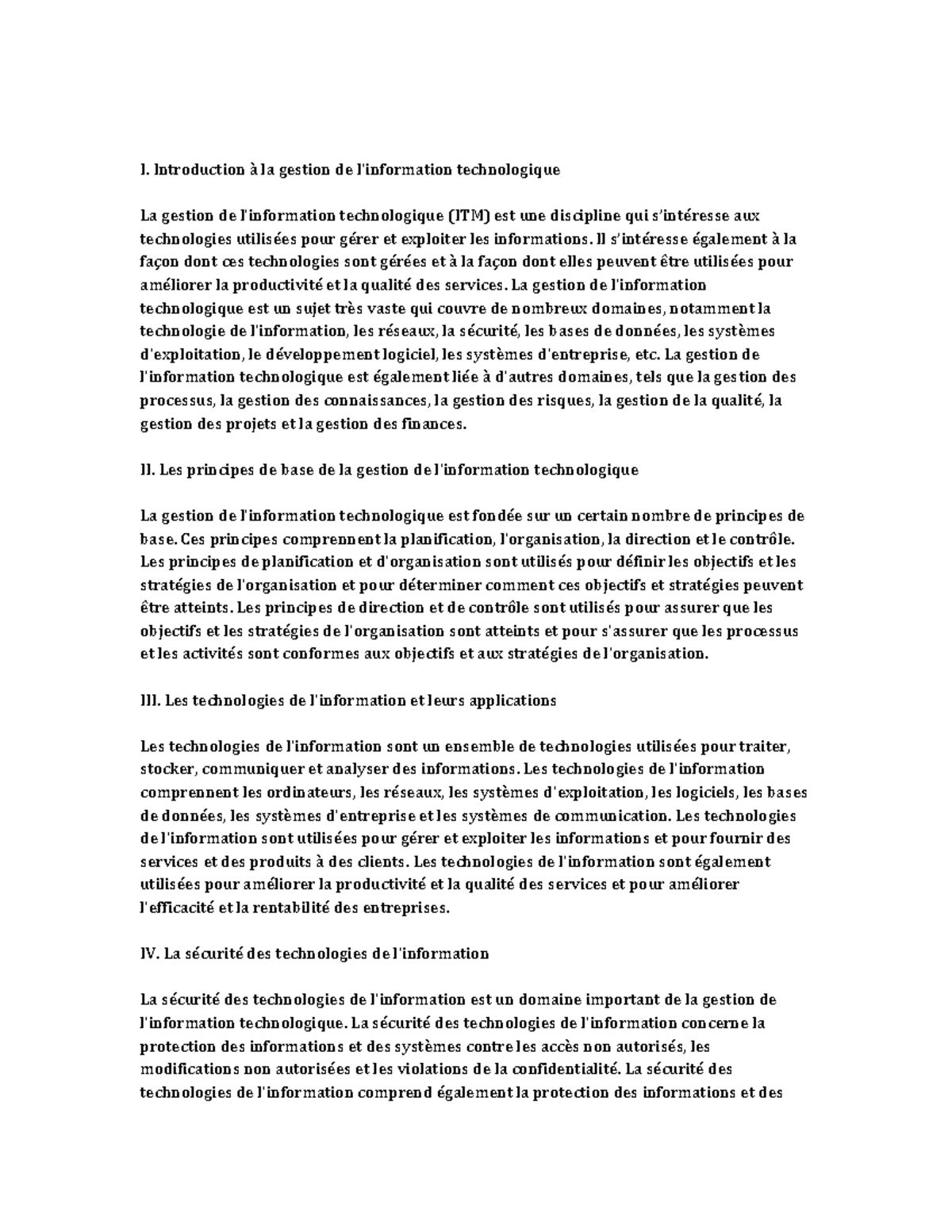 Information Technology Management - I. Introduction à la gestion de l ...