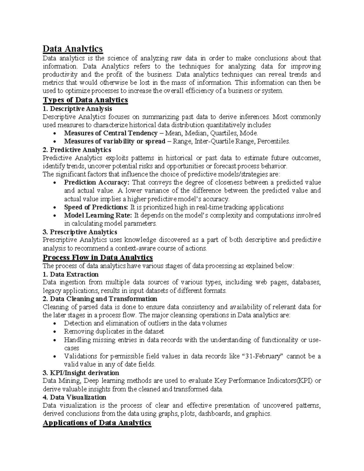 Notes-1 - note - Data Analytics Data analytics is the science of ...