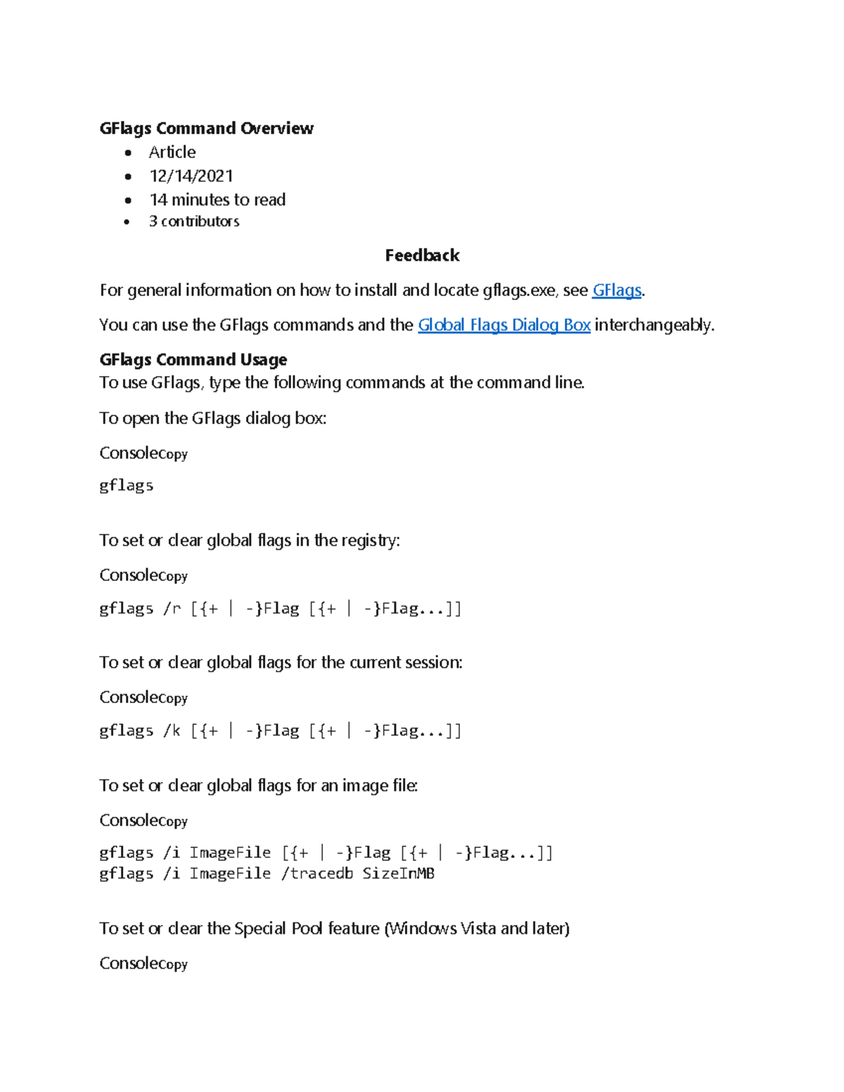 GFlags Command Overview - Studocu