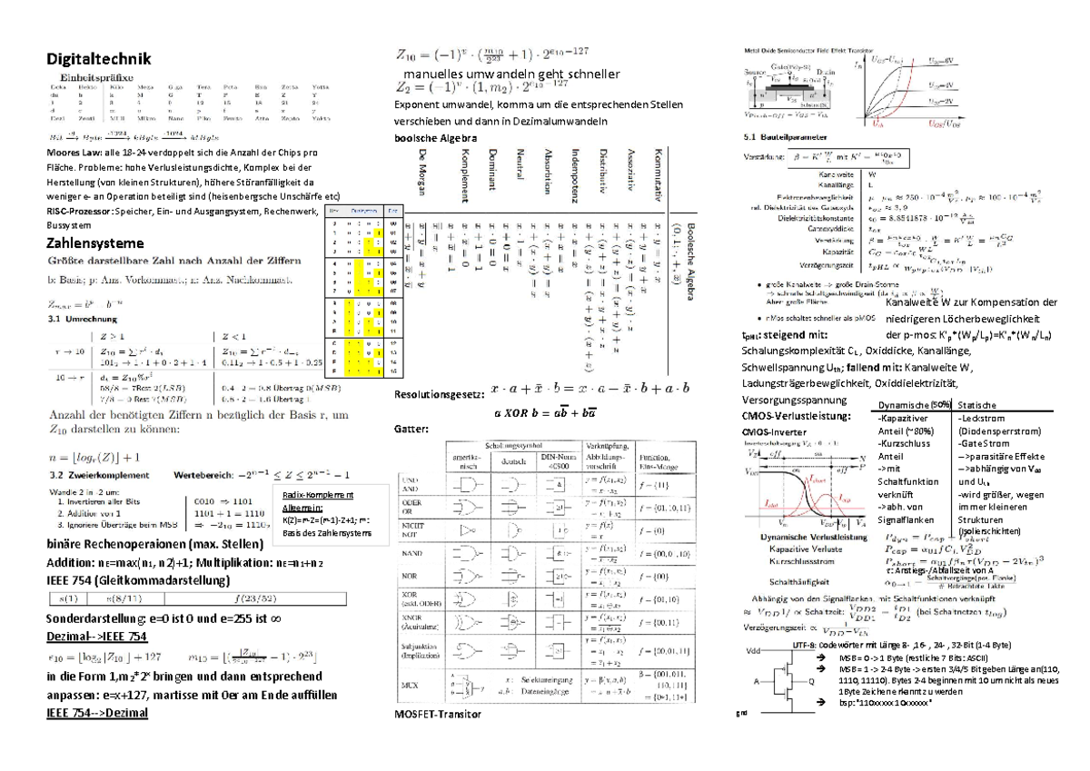 Digitaltechnik Formelsammlung 2 - Warning: TT: undefined function: 22 UTF-8: Codewörter mit ...