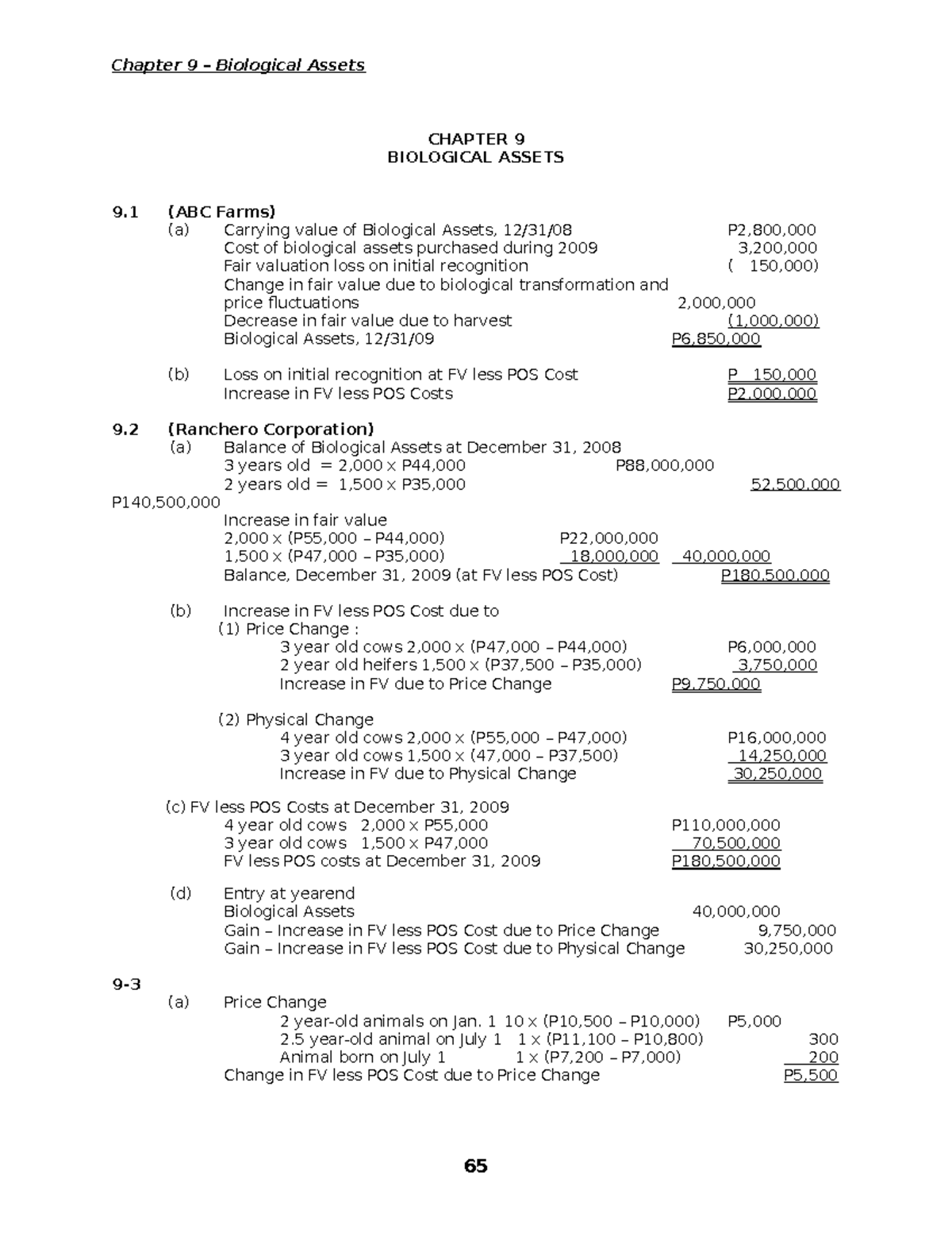 Chapter 9- Biological Asset Answer KEY - Chapter 9 – Biological Assets ...