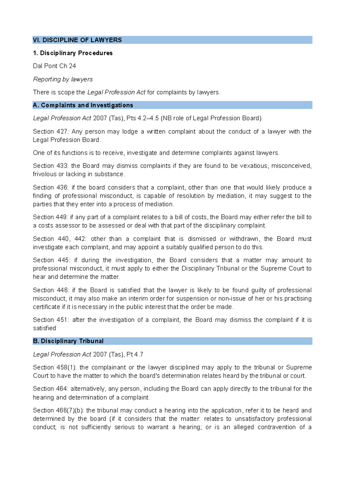 Discipline of Lawyers - VI. DISCIPLINE OF LAWYERS 1. Disciplinary ...