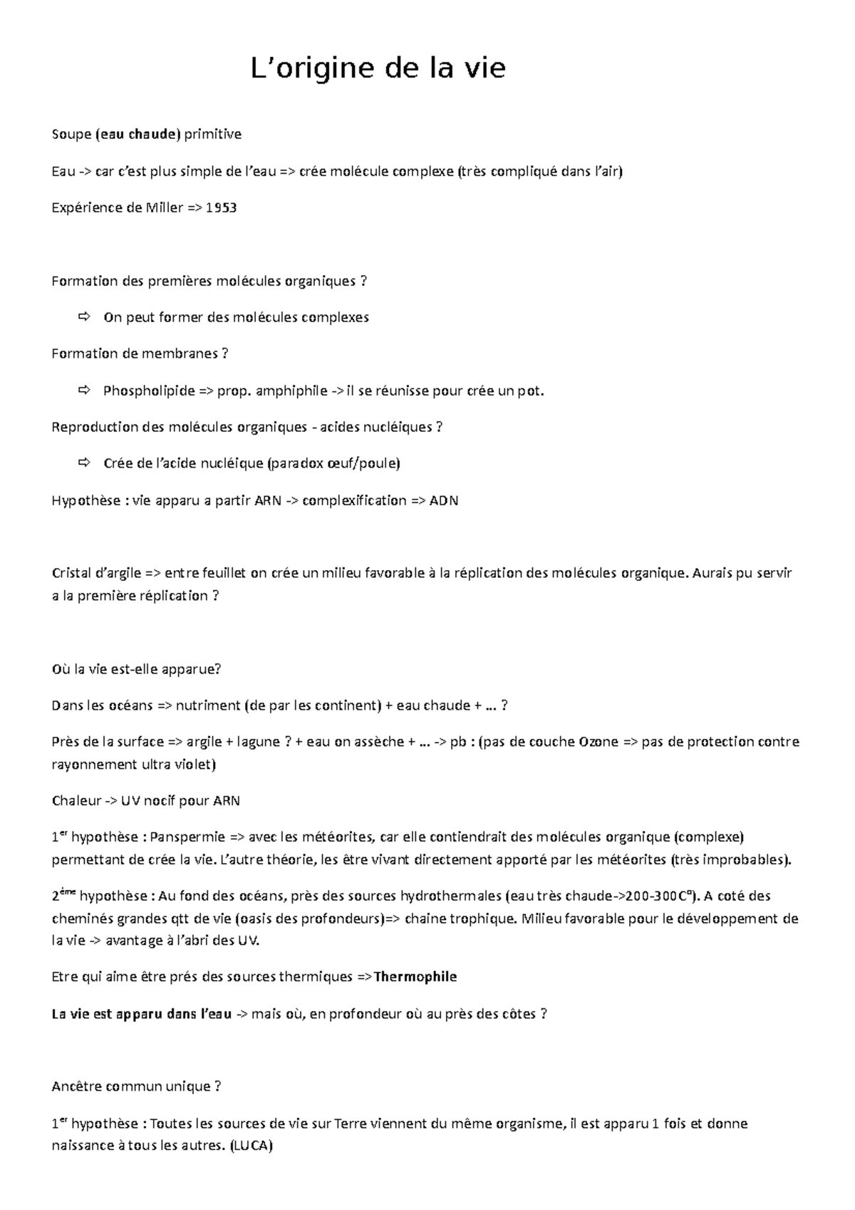 Planète Terre-L’origine de la vie-03 - L’origine de la vie Soupe (eau ...