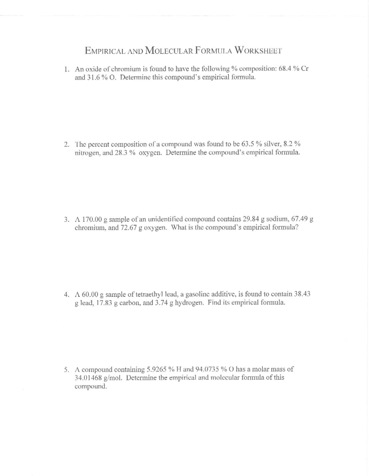 Ef worksheet homework - CHE116 - Studocu