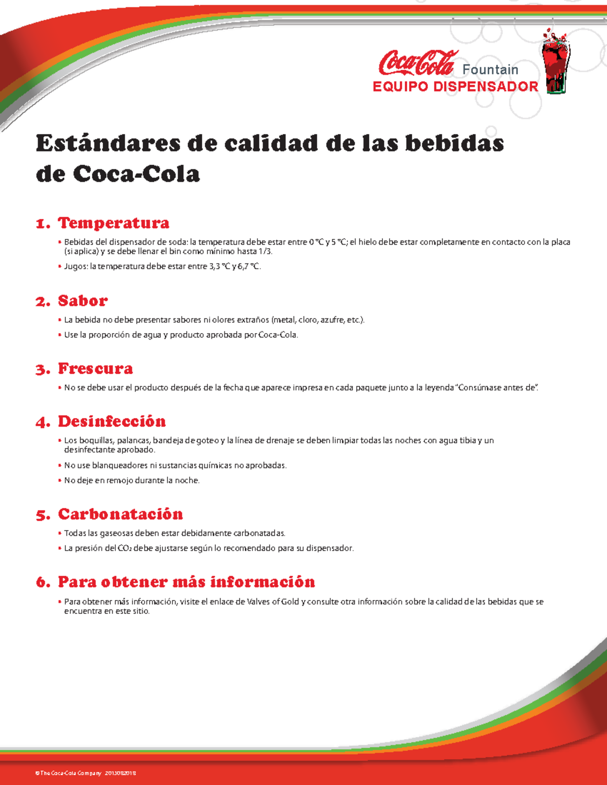 SP Quality Beverage Standards - © The Coca-Cola Company 2013082018 ...
