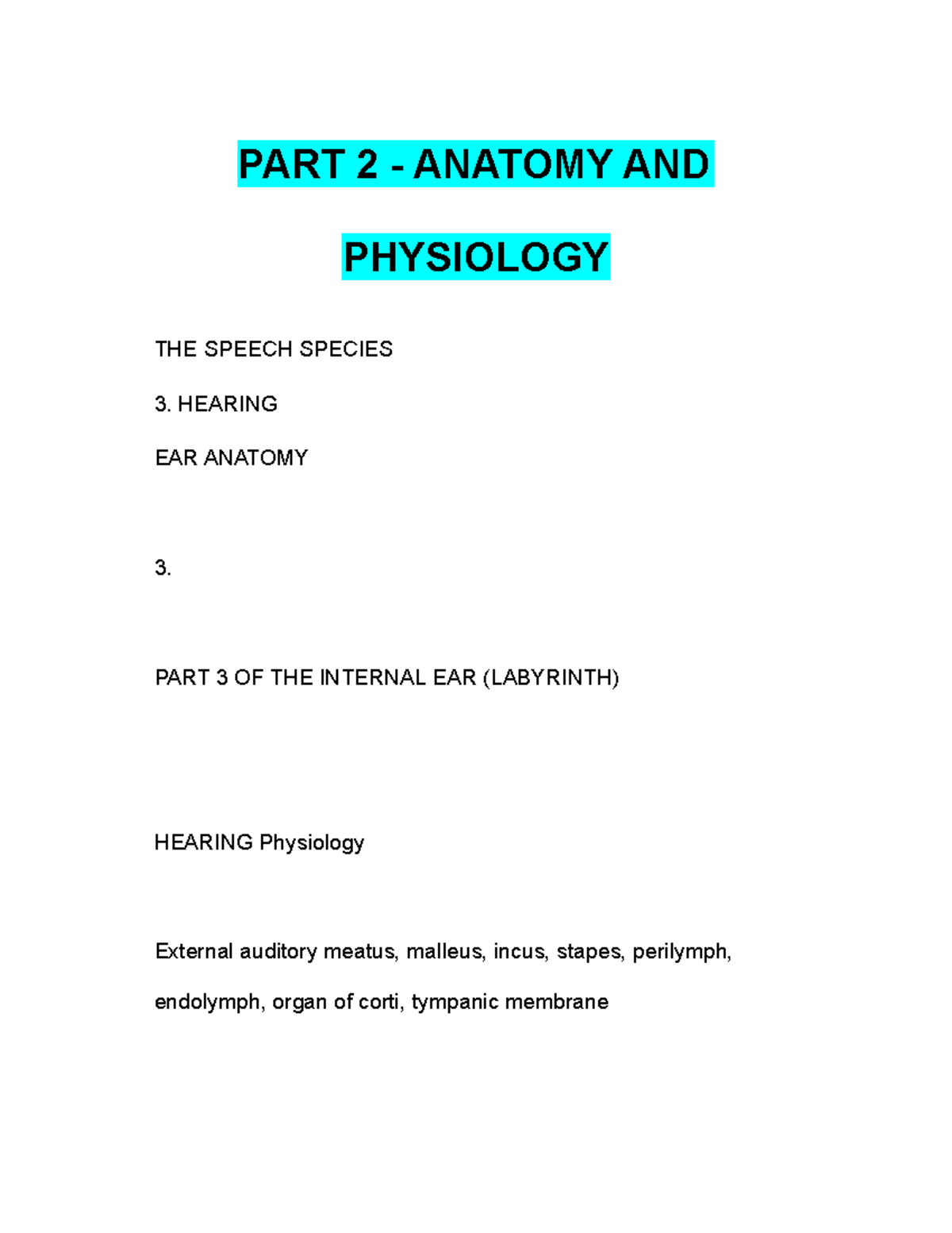 PART 2 - Anatomy AND Physiology - PART 2 - ANATOMY AND PHYSIOLOGY THE ...