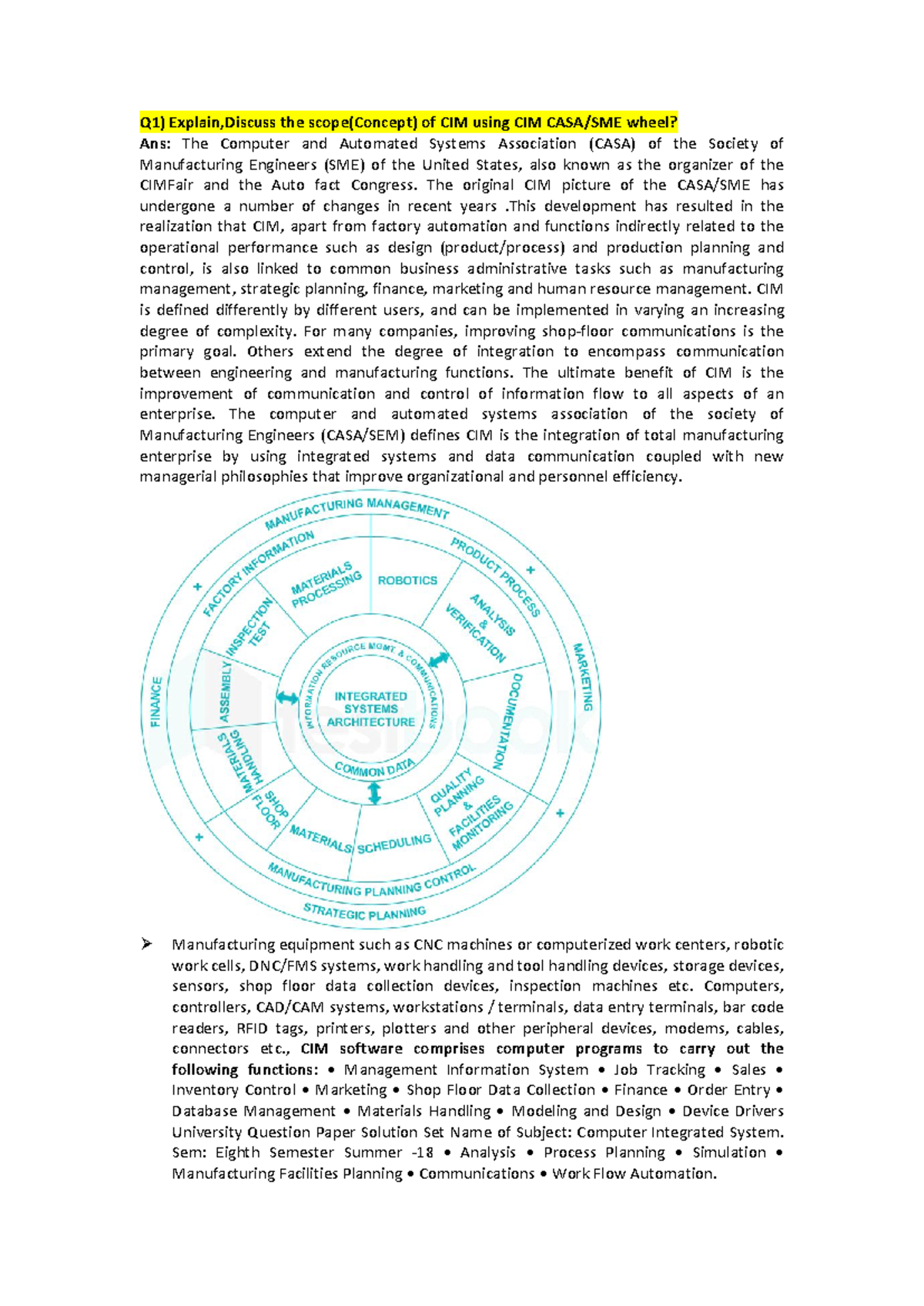 CIM Cheats - Q1) Explain,Discuss the scope(Concept) of CIM using CIM ...
