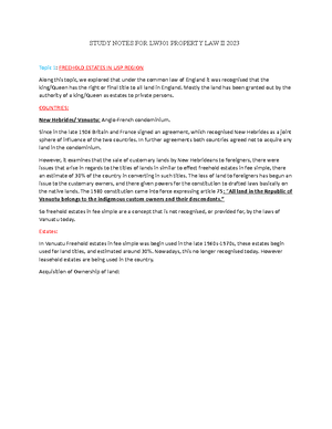 Mannishka Lal- Property LAW Short Notes - Property Law 2 Notes PROPERTY ...