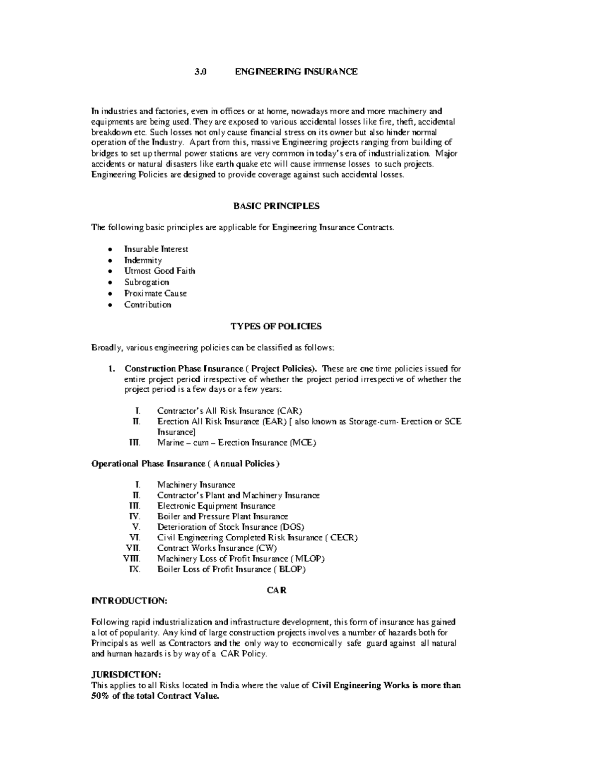 Engineering - 3 ENGINEERING INSURANCE In industries and factories, even ...