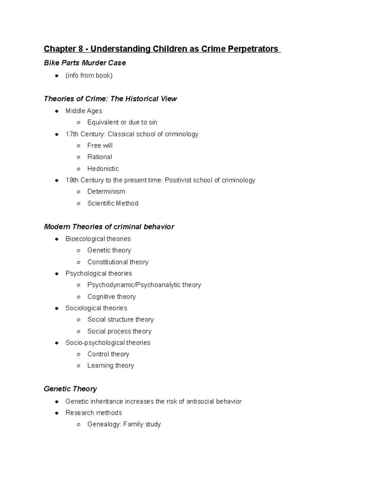 Children and Crime - Chapter 8 (Notes) - Chapter 8 - Understanding ...