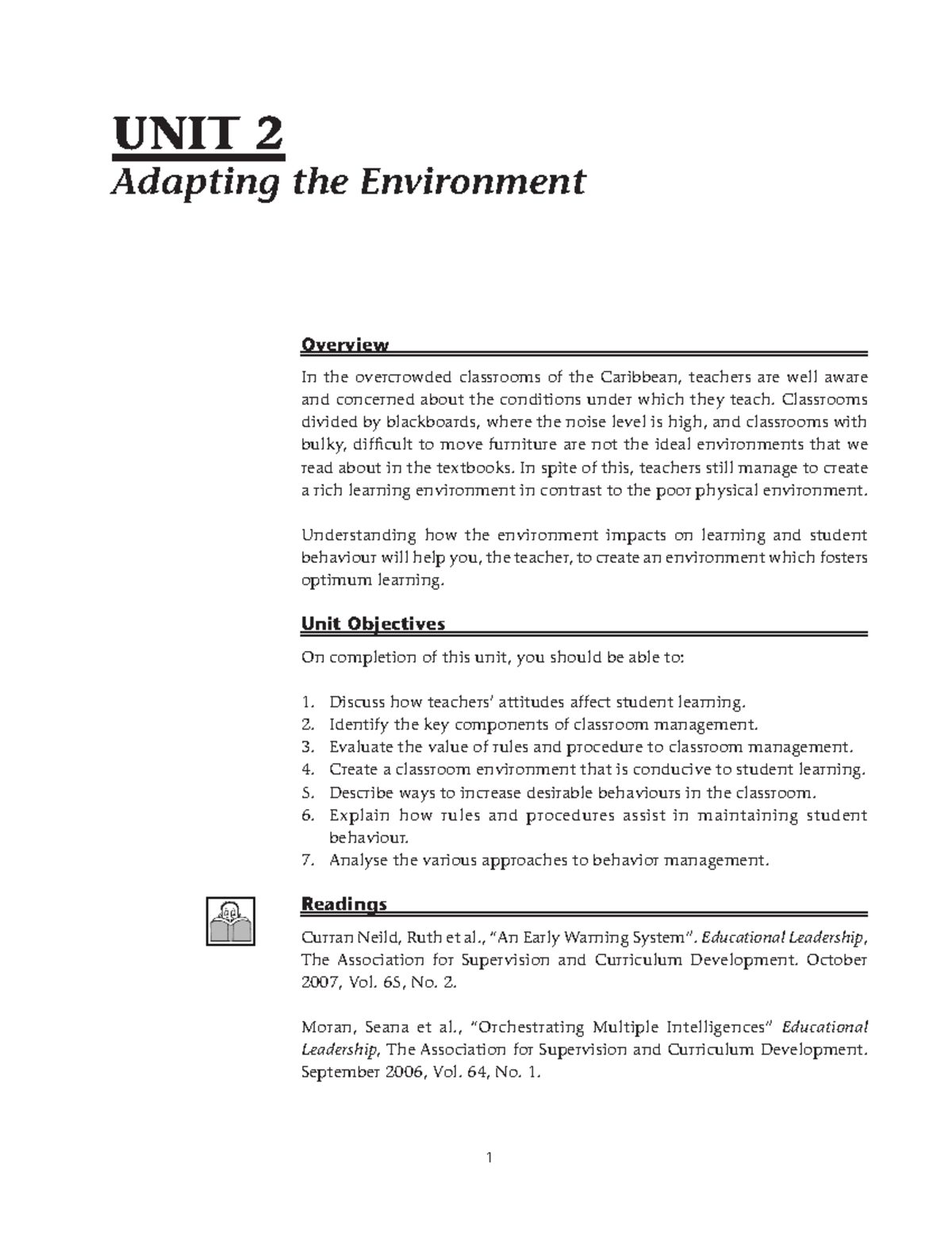 Unit2 adapting the environment - Overview In the overcrowded classrooms of the Caribbean ...