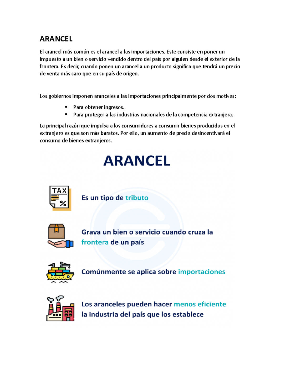 Aranceles - Tarea - ARANCEL El arancel más común es el arancel a las ...
