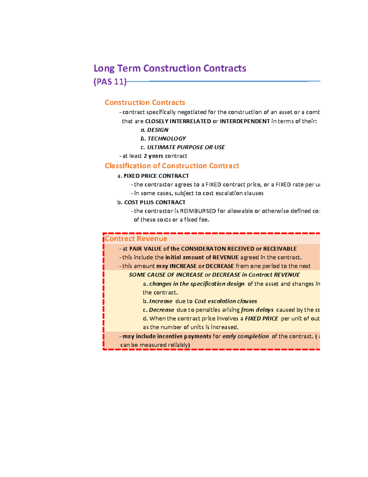 Ltcc chapter 8 Revenue Recognition - Long Term Construction Contracts (PAS 11) Construction ...