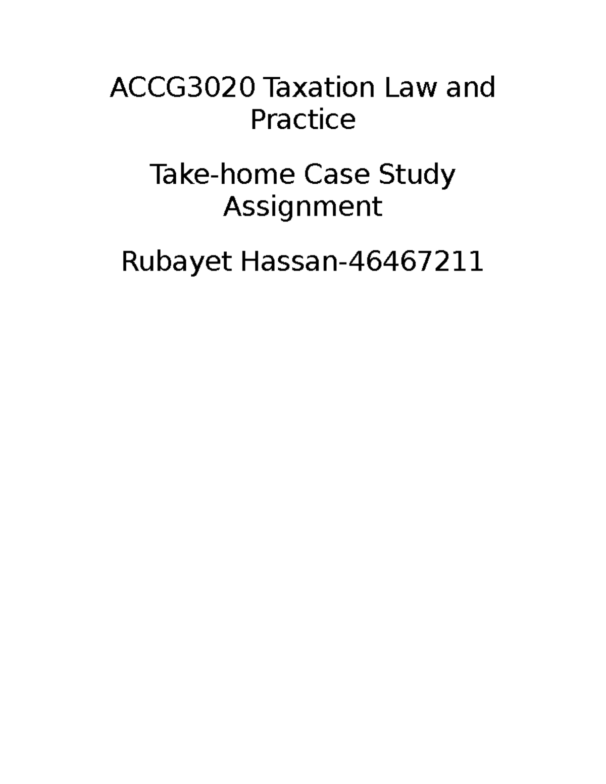 ACCG3020 Taxation Law and Practice - ACCG3020 Taxation Law and Practice ...