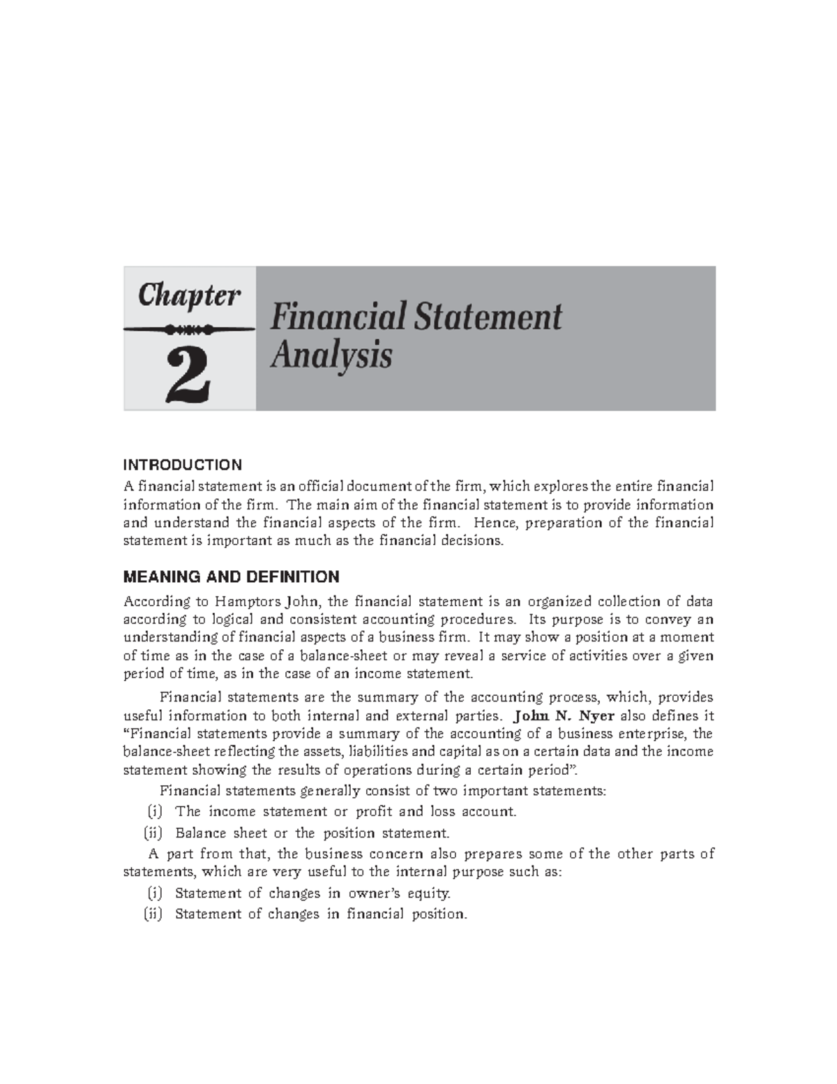 2. Financial Statement Analysis - INTRODUCTION A financial statement is an official document of ...