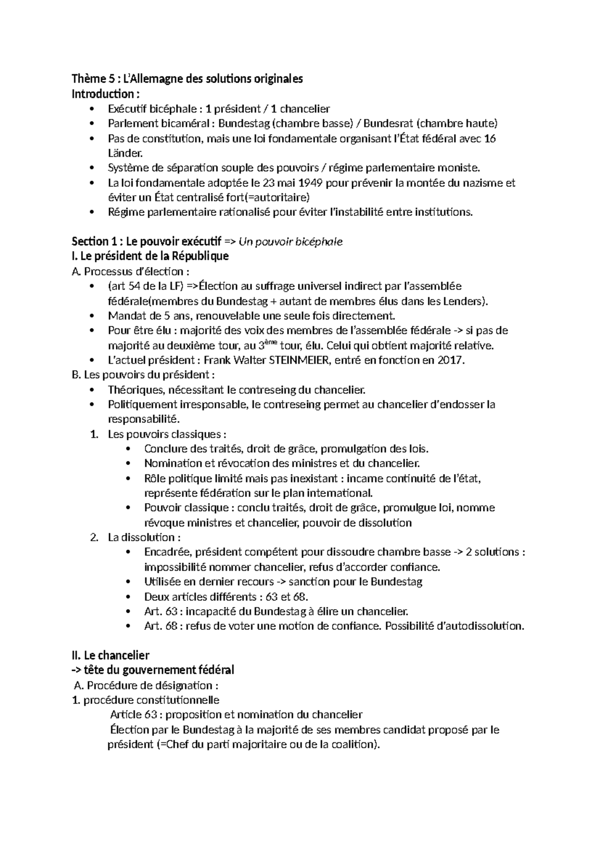 Fiche de revision allemagne - Thème 5 : L’Allemagne des solutions ...