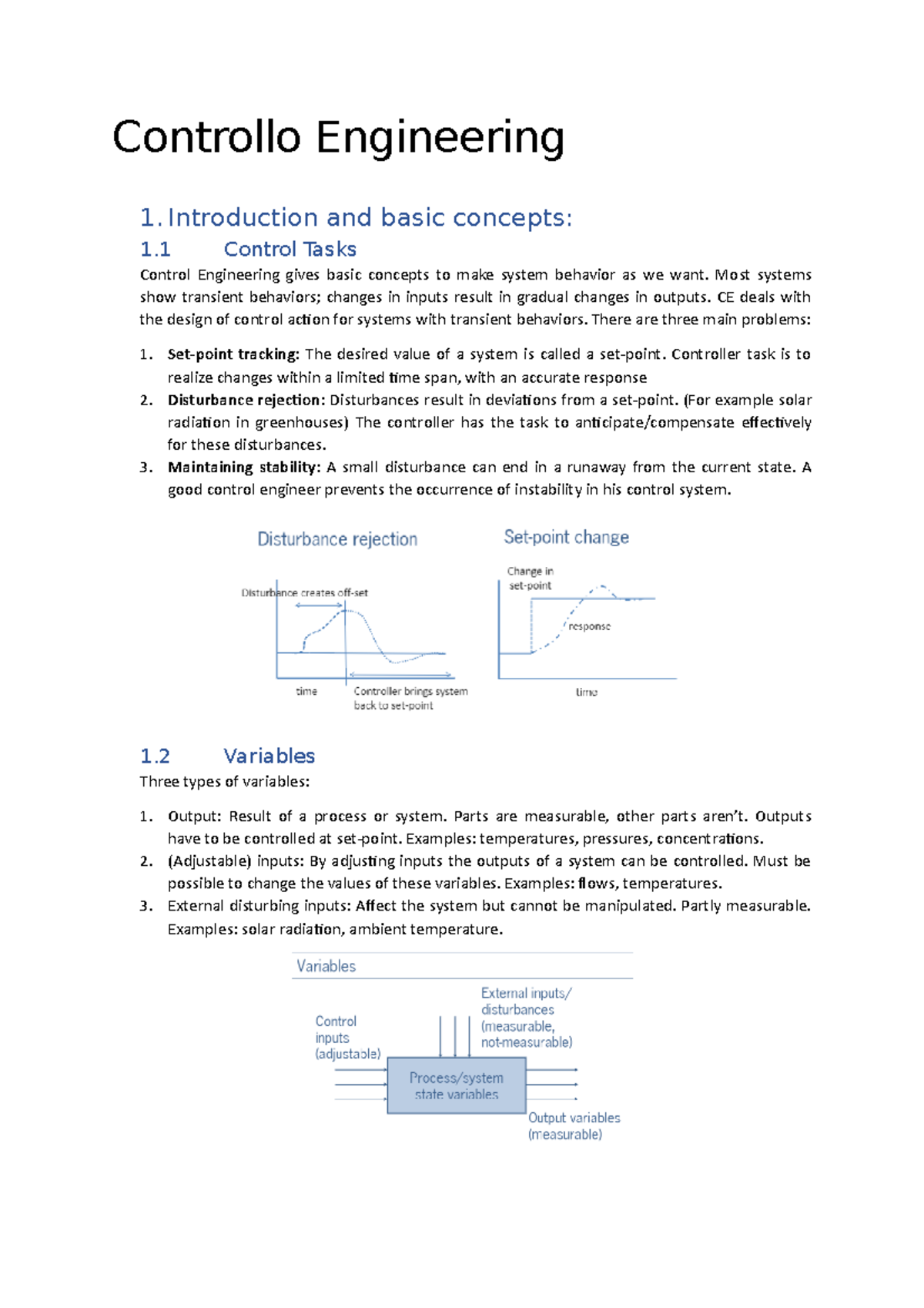 Control Engineering summary - Controllo Engineering 1 and basic ...