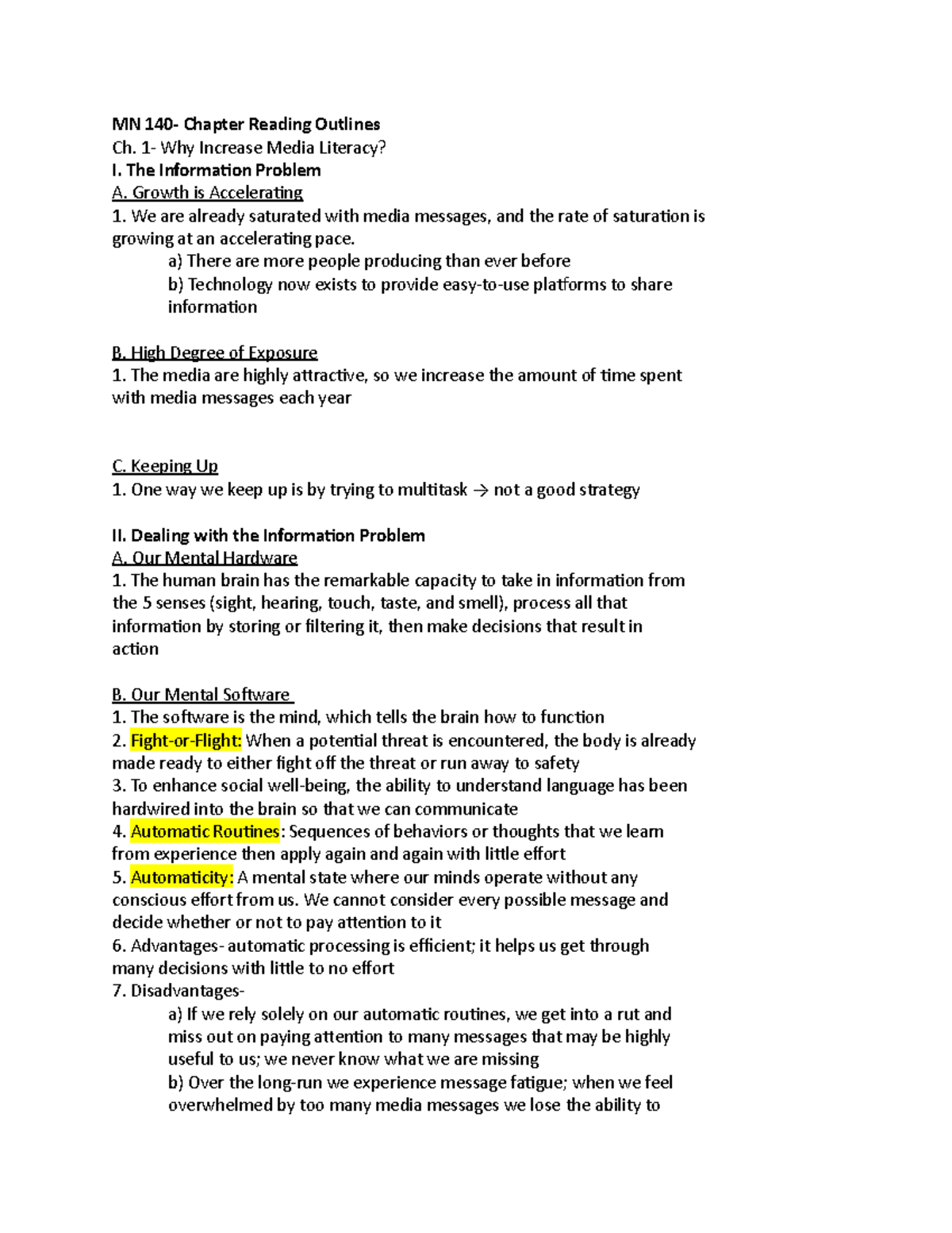 Midterm Reading Outline - MN 140- Chapter Reading Outlines Ch. 1- Why ...