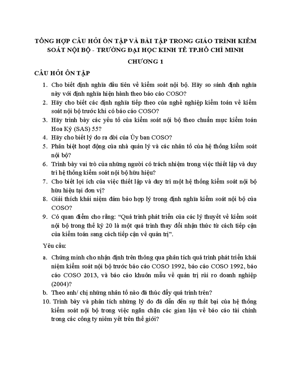 Bai tap KSNB - Jkkkkm - TỔNG HỢP CÂU HỎI ÔN TẬP VÀ BÀI TẬP TRONG GIÁO ...