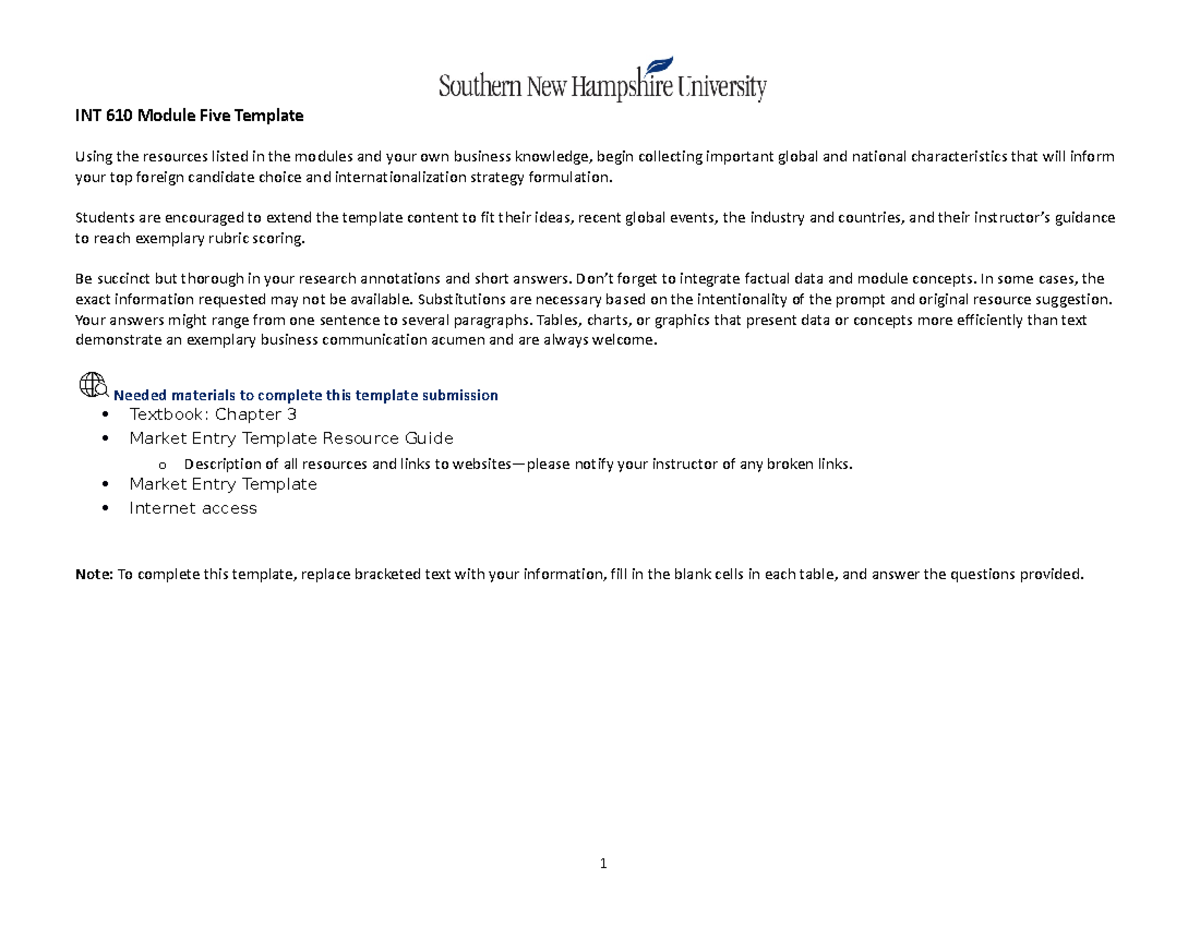 INT 610 Module Five Template 8-6-2023 - INT 610 Module Five Template ...